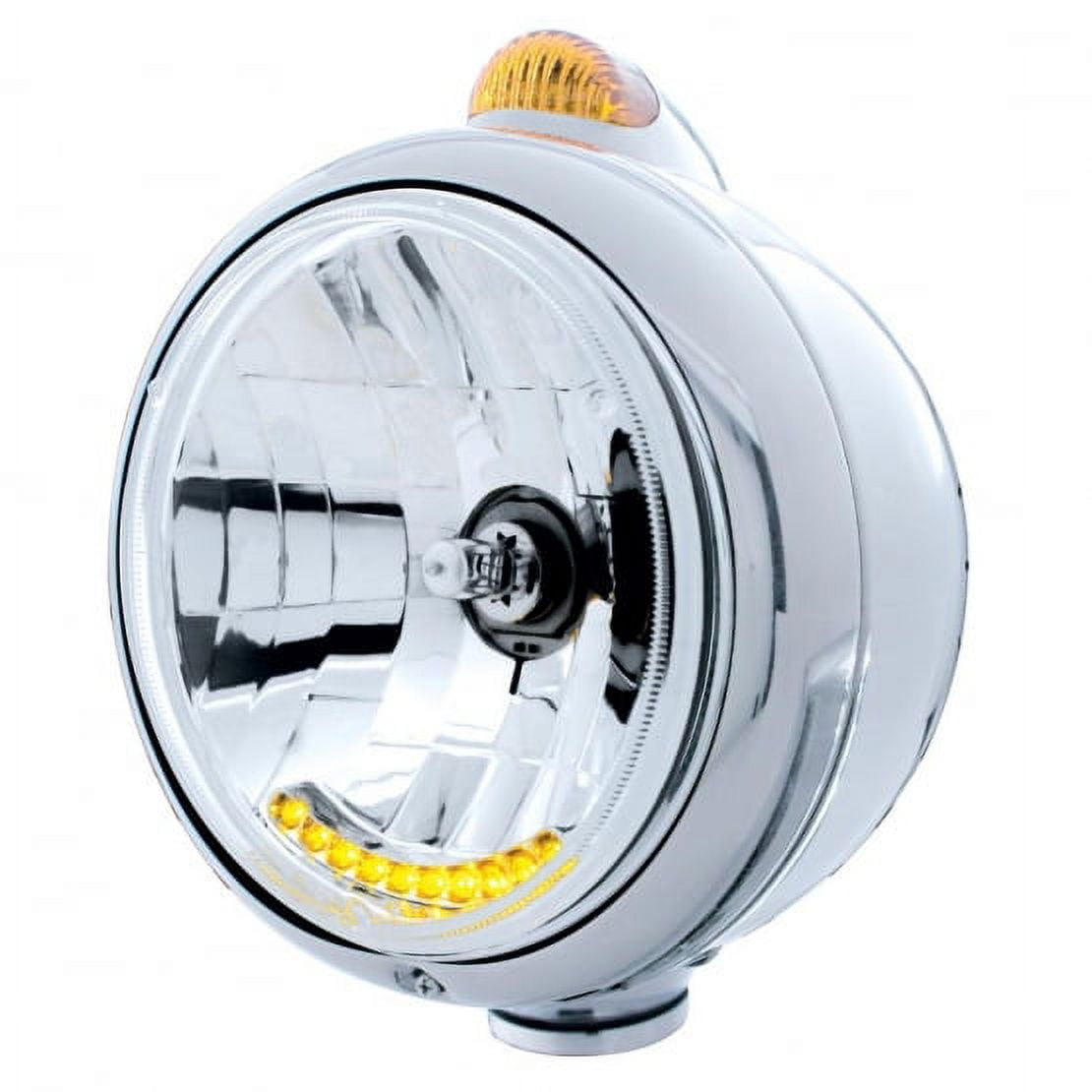 Chrome Guide 682-C Headlight H4 With 10 Amber LED & Dual Mode LED ...