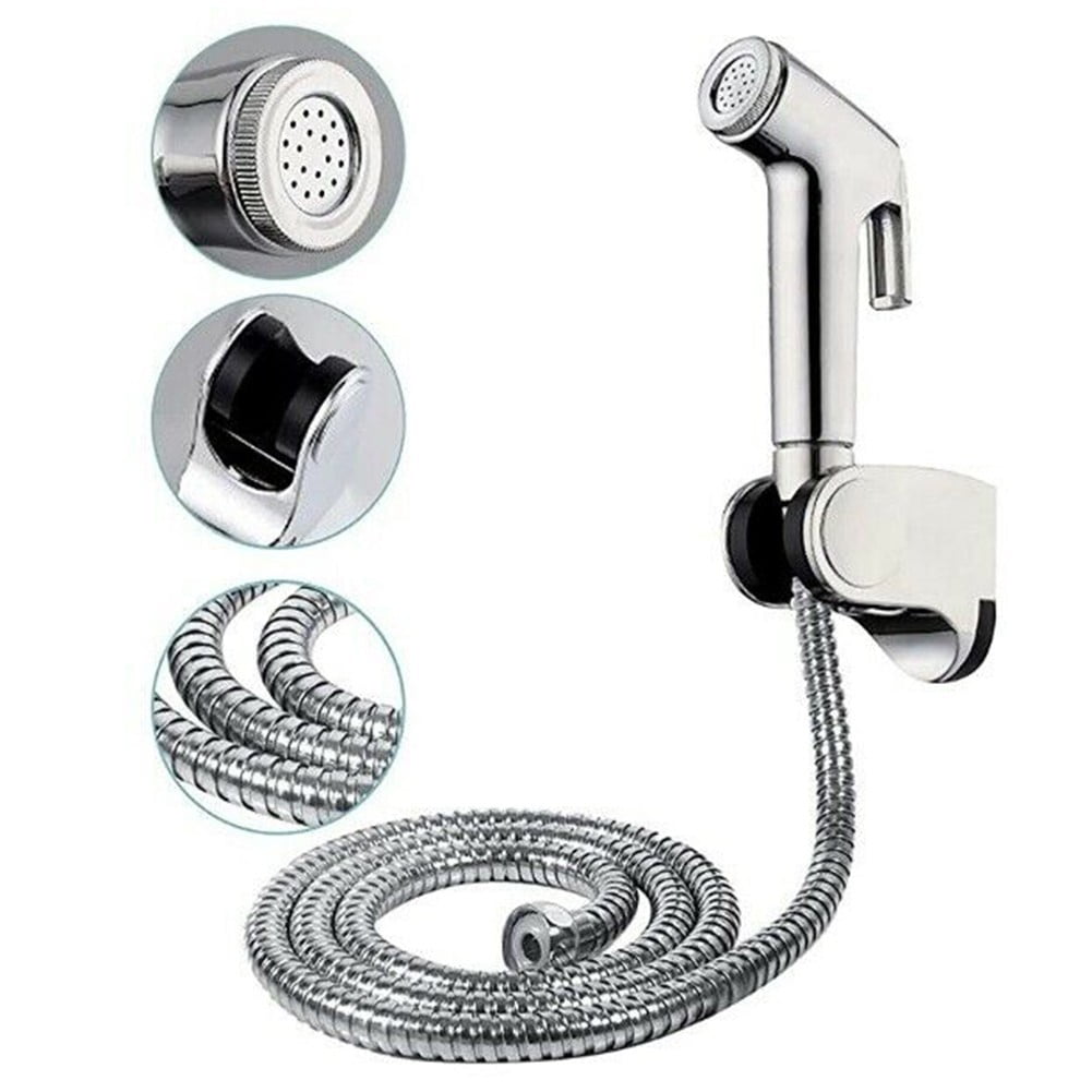 Chrome Handheld Bidet Shower Head Set with Hose and Holder for Toilet ...
