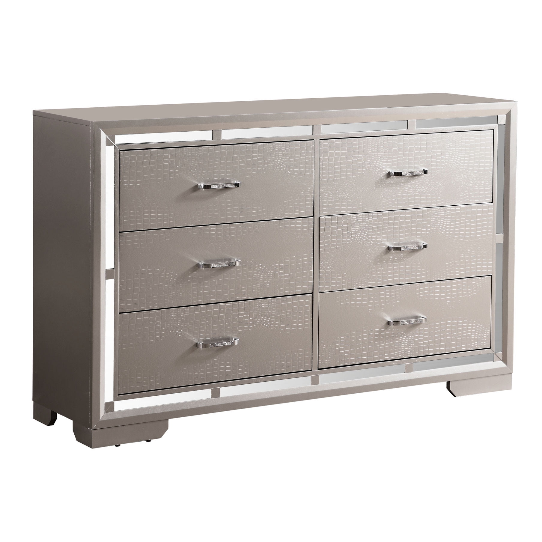 Chrome Hardware & Champagne Color - Bedroom Furniture with Modern ...