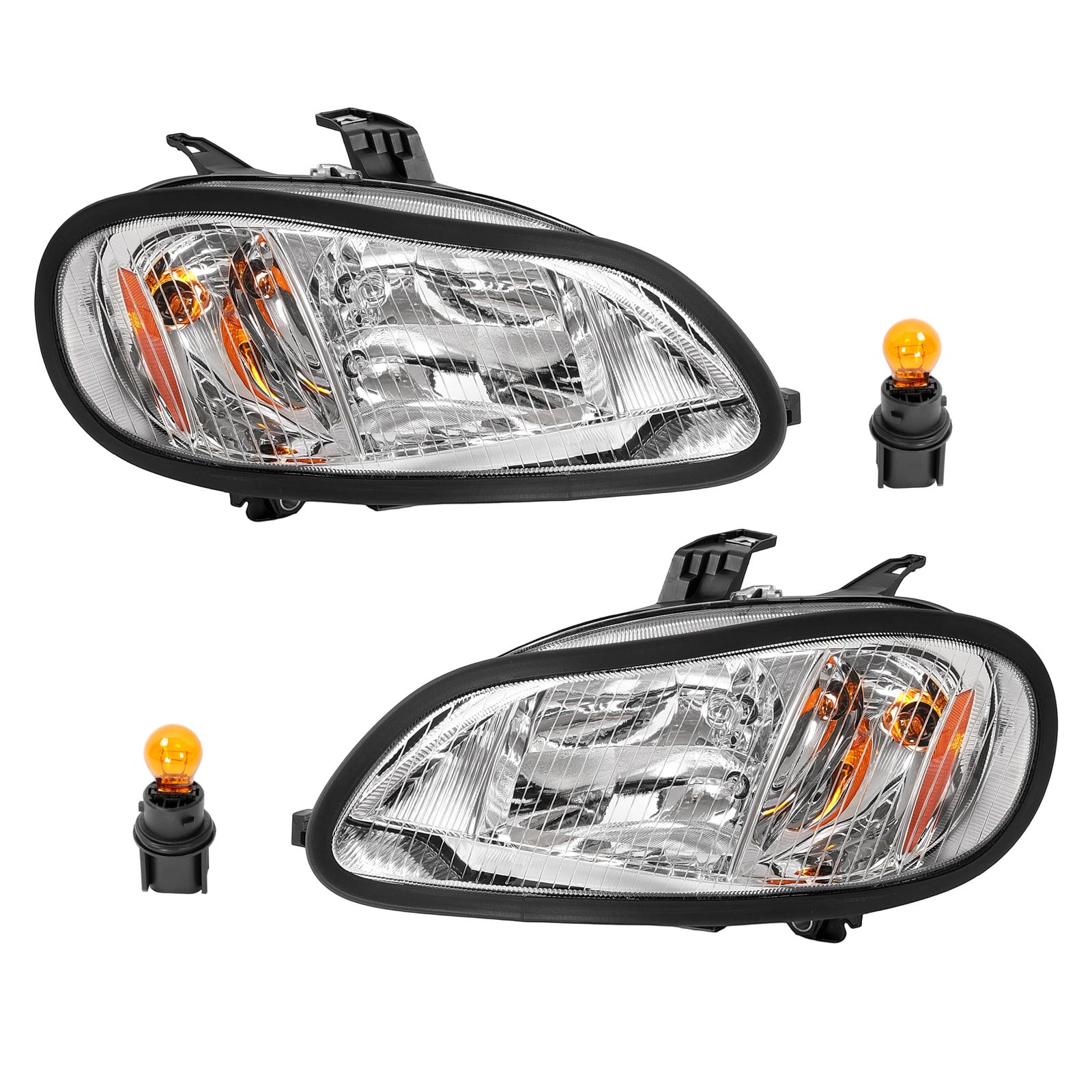 Chrome Headlights Headlamps LH & RH For Freightliner M2 100 106 112 02 ...