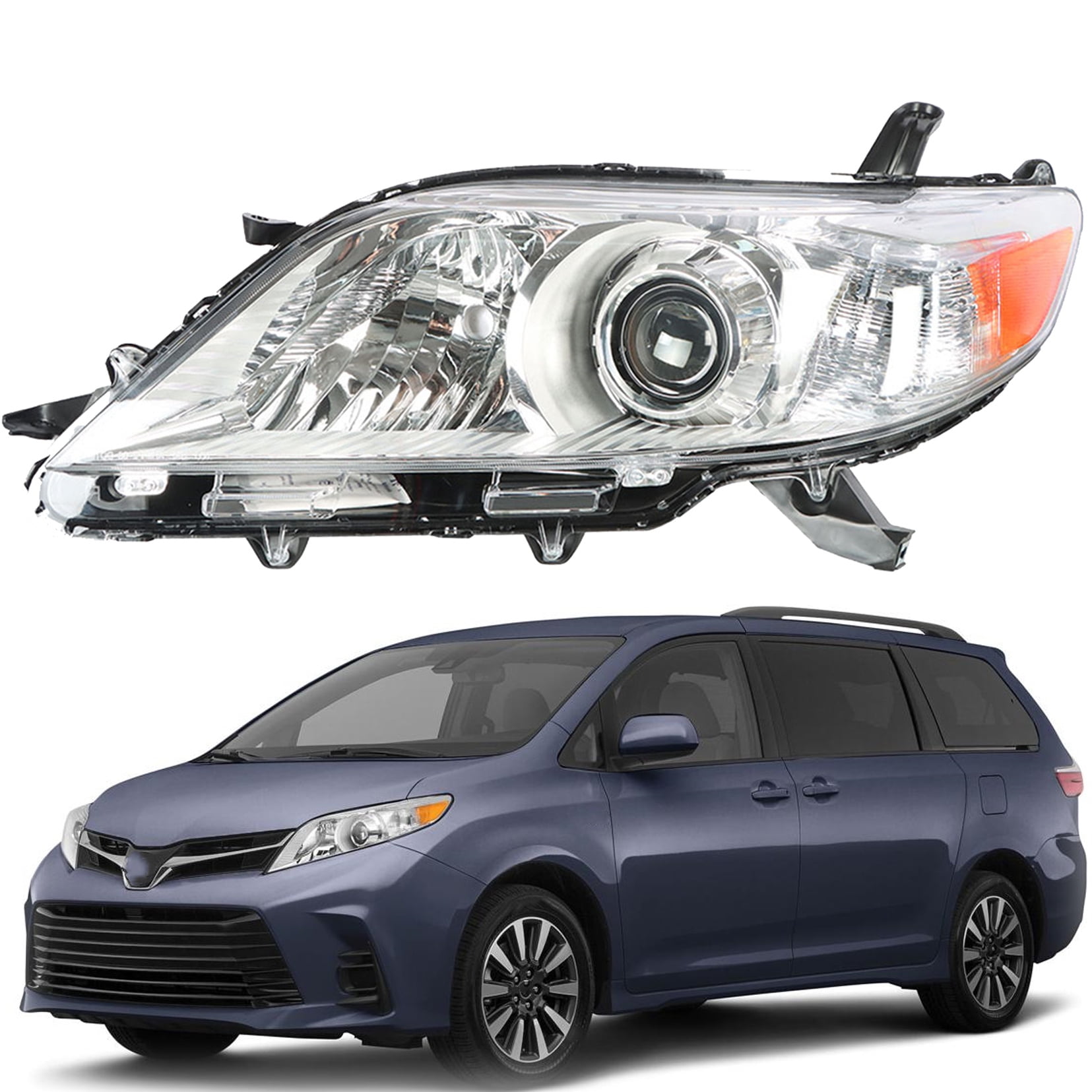 Chrome Housing Halogen Headlight Assembly Replacement for 2011-2020 ...