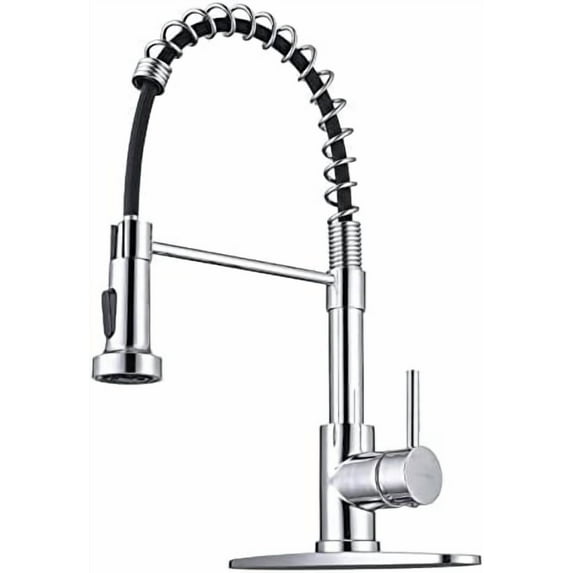 Chrome Kitchen Faucet, Faucet for Kitchen Sink with Pull Down Sprayer ...