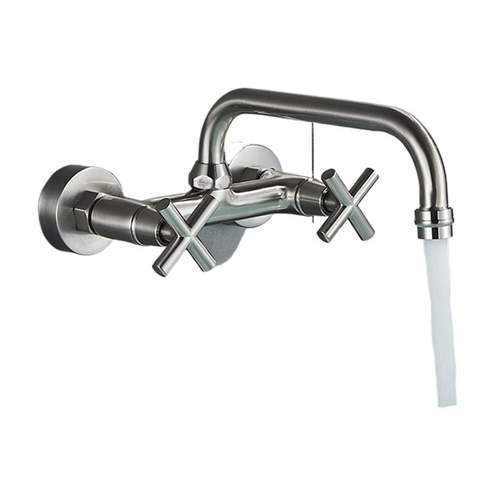 Chrome Kitchen Sink Faucet, Long Spout Rotation Daul Handle Cold Hot ...