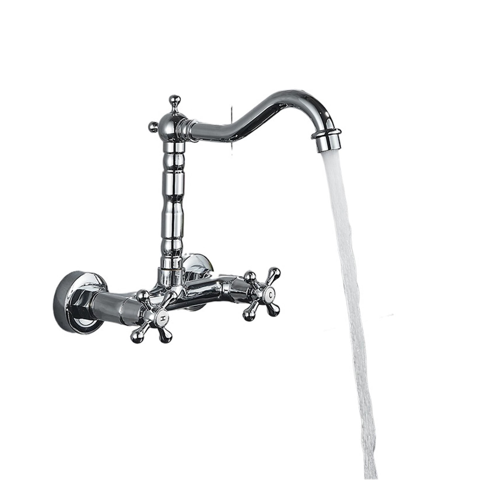 Chrome Kitchen Sink Faucet, Long Spout Rotation Daul Handle Cold Hot ...