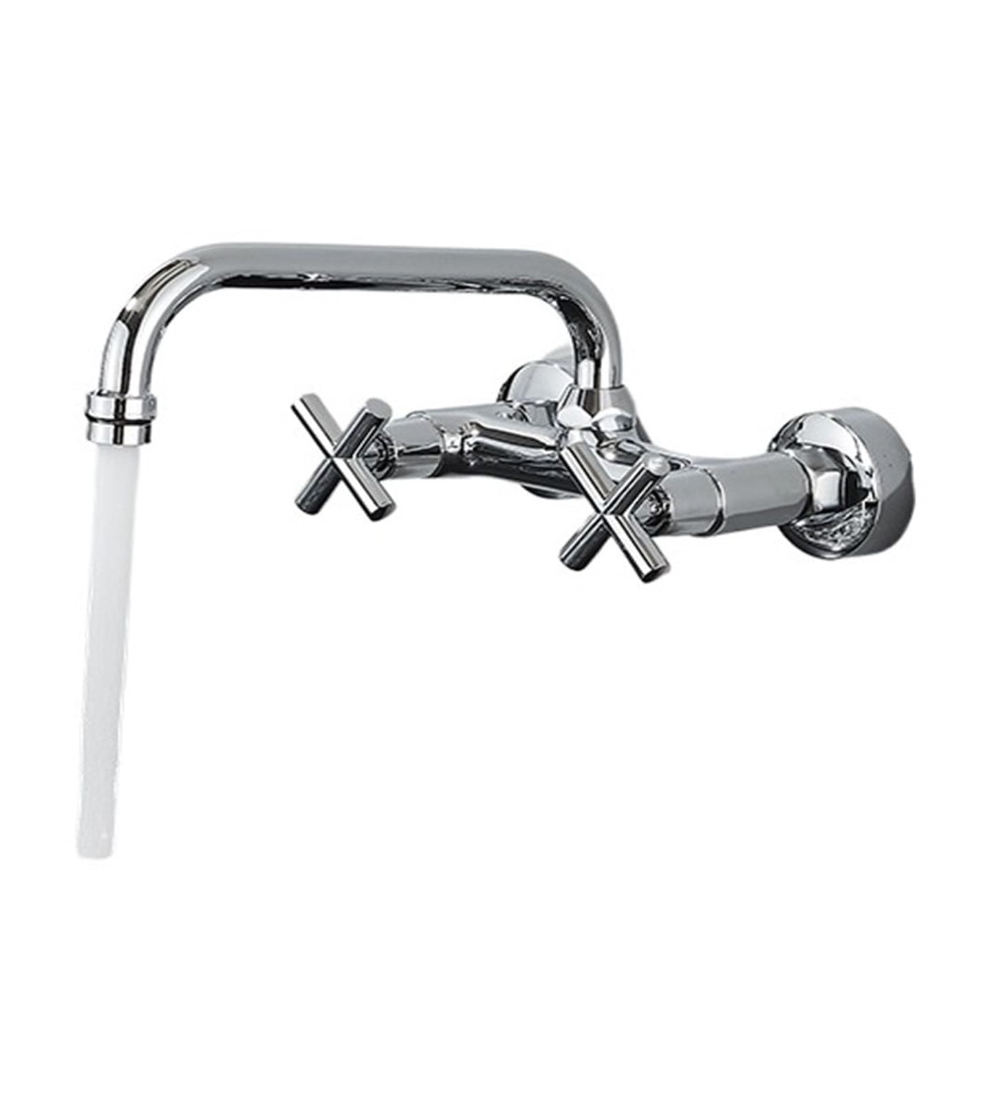 Chrome Kitchen Sink Faucet, Long Spout Rotation Daul Handle Cold Hot ...