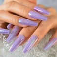 Chrome Lavender Purple Press On Fingernails Unicorn Holo Fake Nails