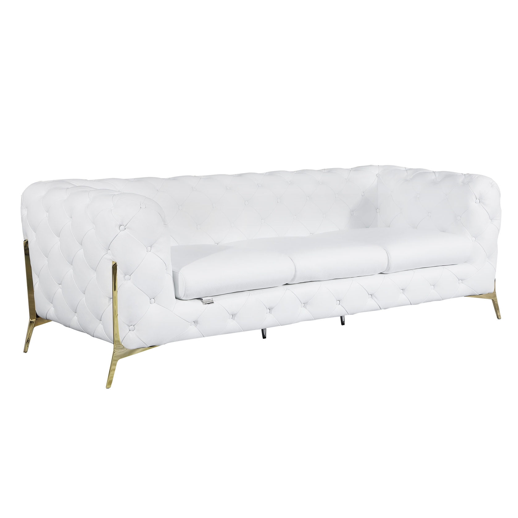 Chrome Legged Italian Leather Sofa / Contemporary Style for Home ...
