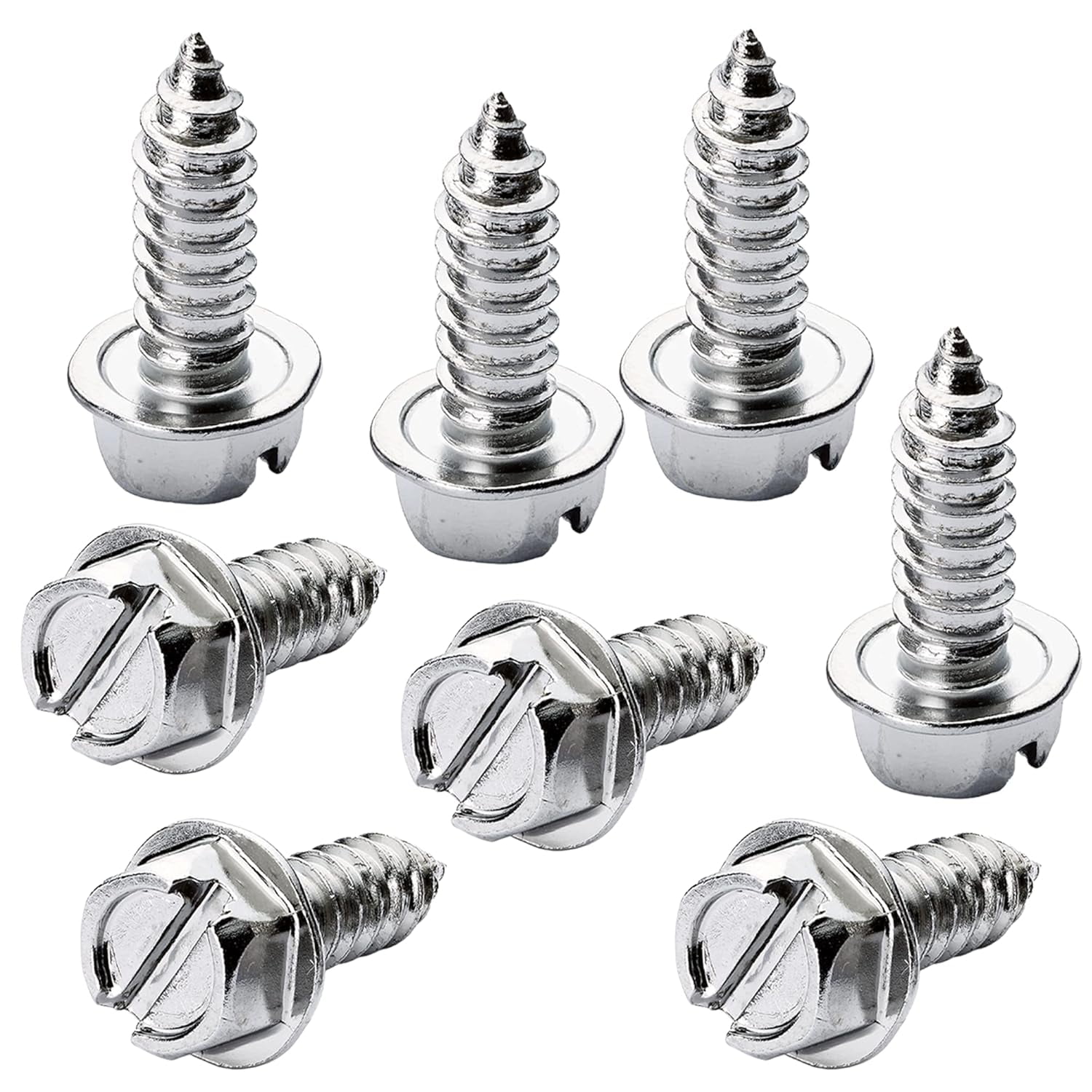 Chrome License Plate Screw Kit - Set of 8 Stainless Steel Fasteners for ...