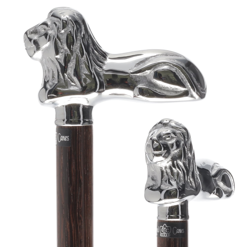 Chrome Lion Handle Walking Cane with Wenge Wood Shaft - Walmart.com