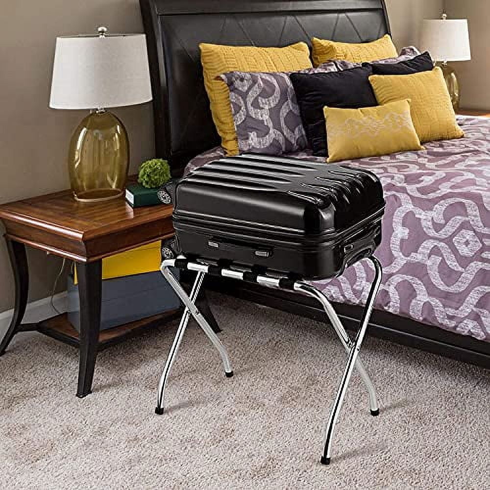 Chrome Luggage Rack for Guest Room, Folding Metal Bag Suitcase Holder ...