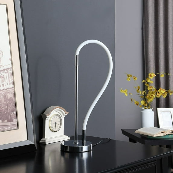 Chrome Metal Tube Shape Table Lamp with Built-In LED & Magnetic End ...