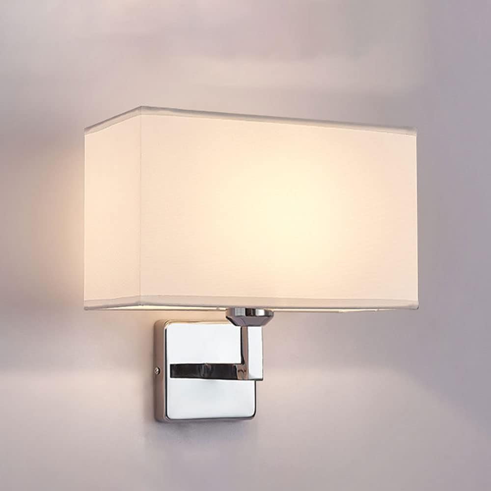 Chrome Metal Wall Lamp Indoor Fabric Wall Lantern Modern Simple Wall ...