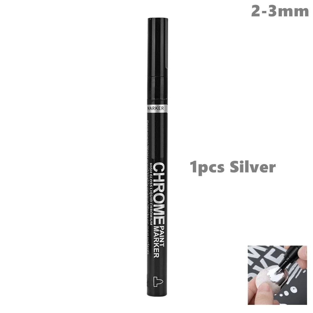 Chrome Mirror Marker Pen DIY Reflective Liquid Paint Pens Silver Gold ...