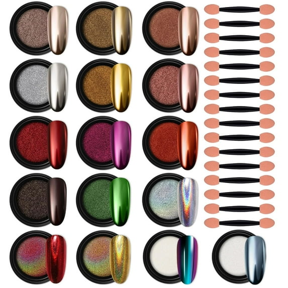 Chrome Nail Powder Magic White Pearl Kit Mirror Effect Silver Metallic ...