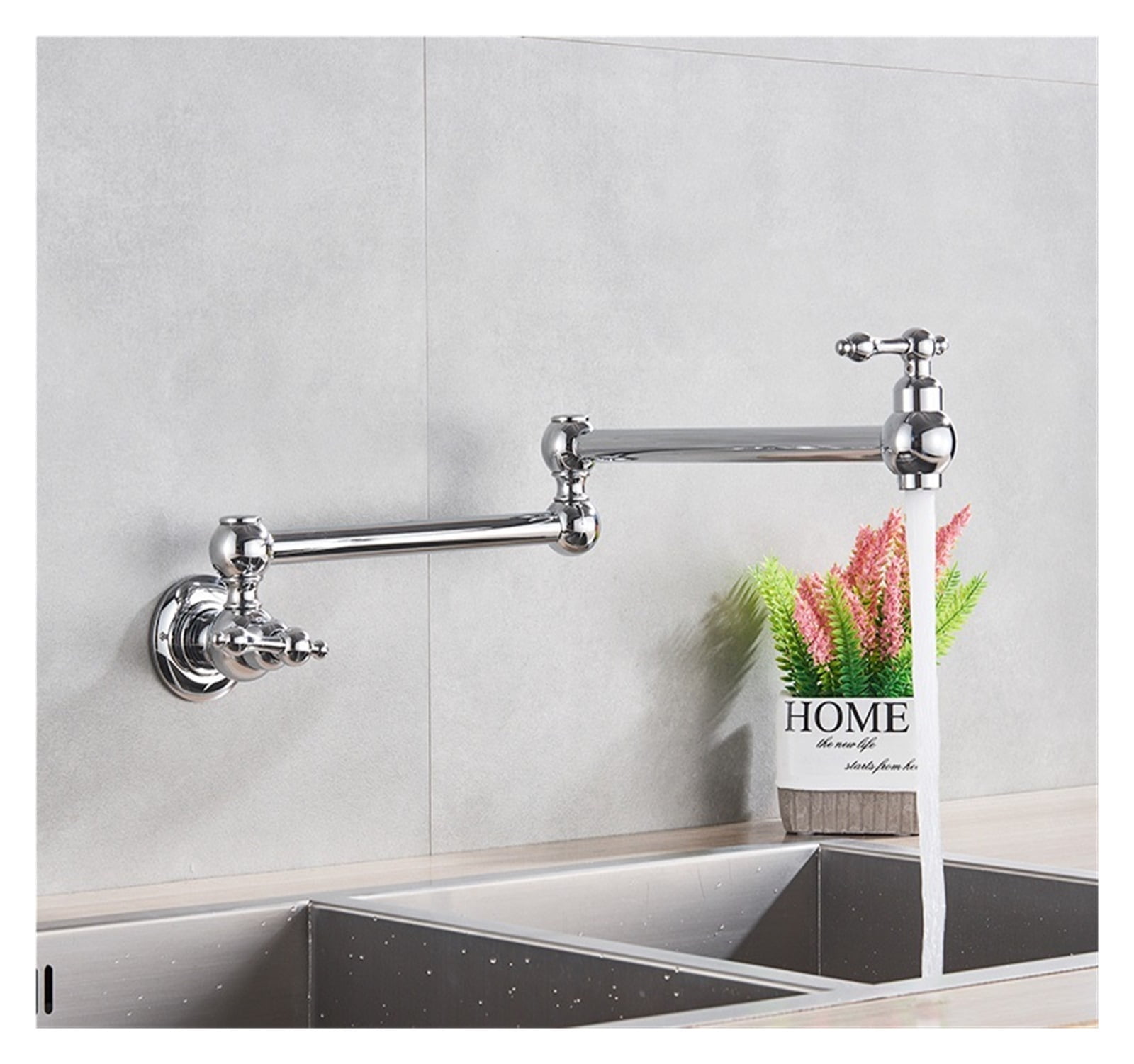 Chrome Nickel Black Brass Pot Filler Tap Wall Mounted Kitchen Faucet ...