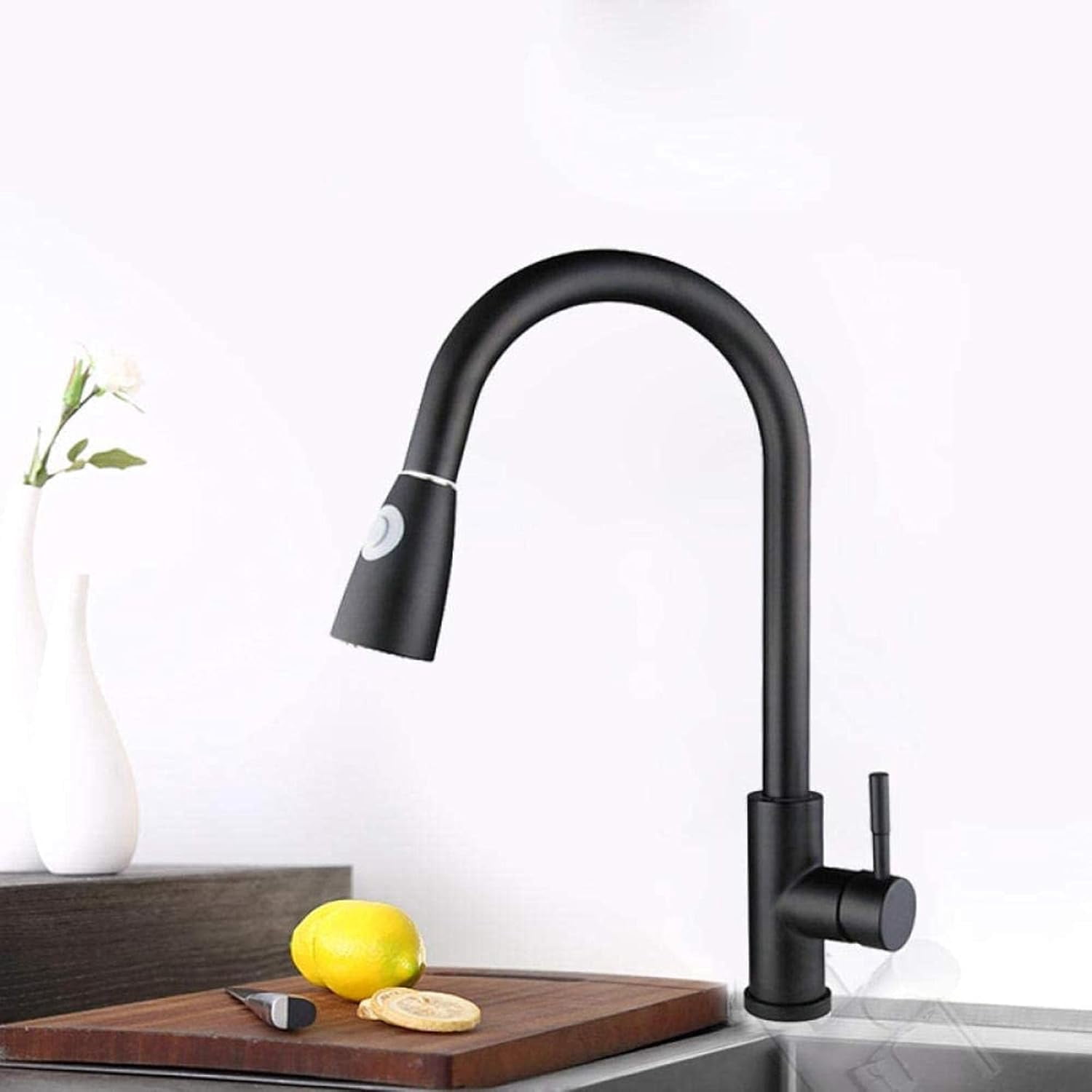 Chrome Nickel Pull Out Kitchen Faucet with 2-Way Sprayer 360 Rotation ...