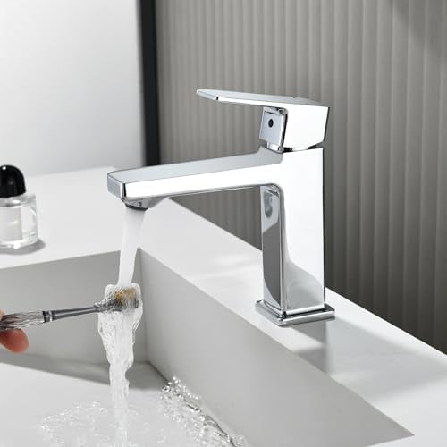 Chrome One-Handle Bathroom Faucet Single Hole Modern Bathroom Sink ...