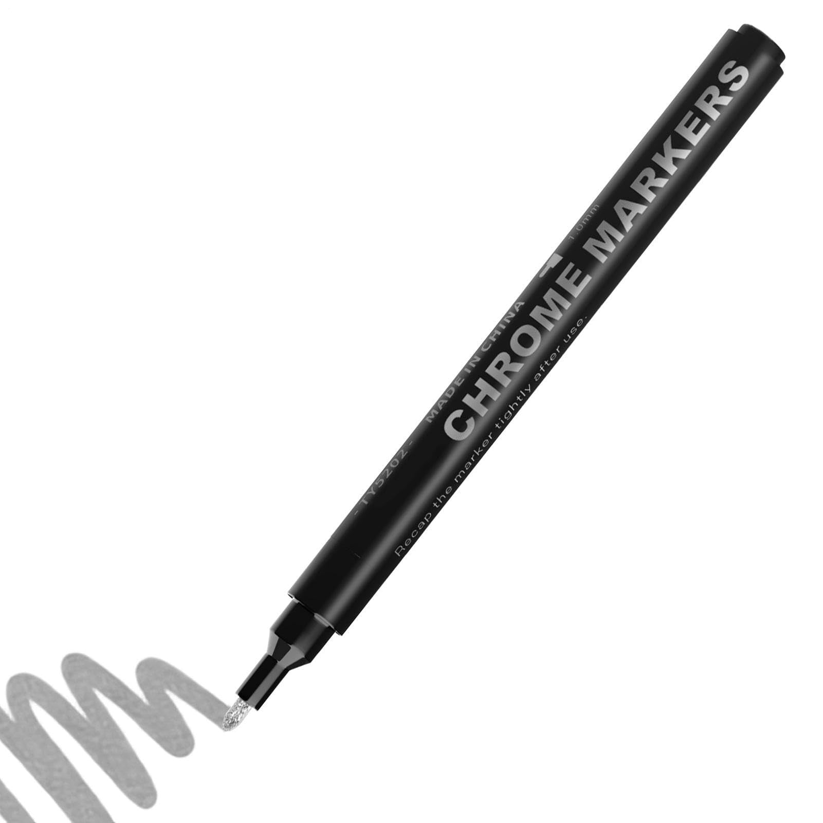 Chrome Paint Pen – 13.2x1.1cm Silver Paint Pen Metal Marker Mirror ...