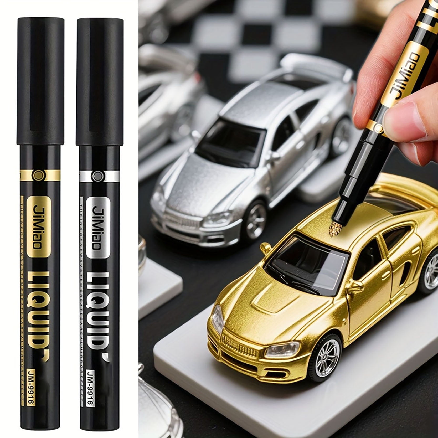 Chrome Paint Pens Golden and silver set, Dual-Tip Glossy Mirror Markers ...
