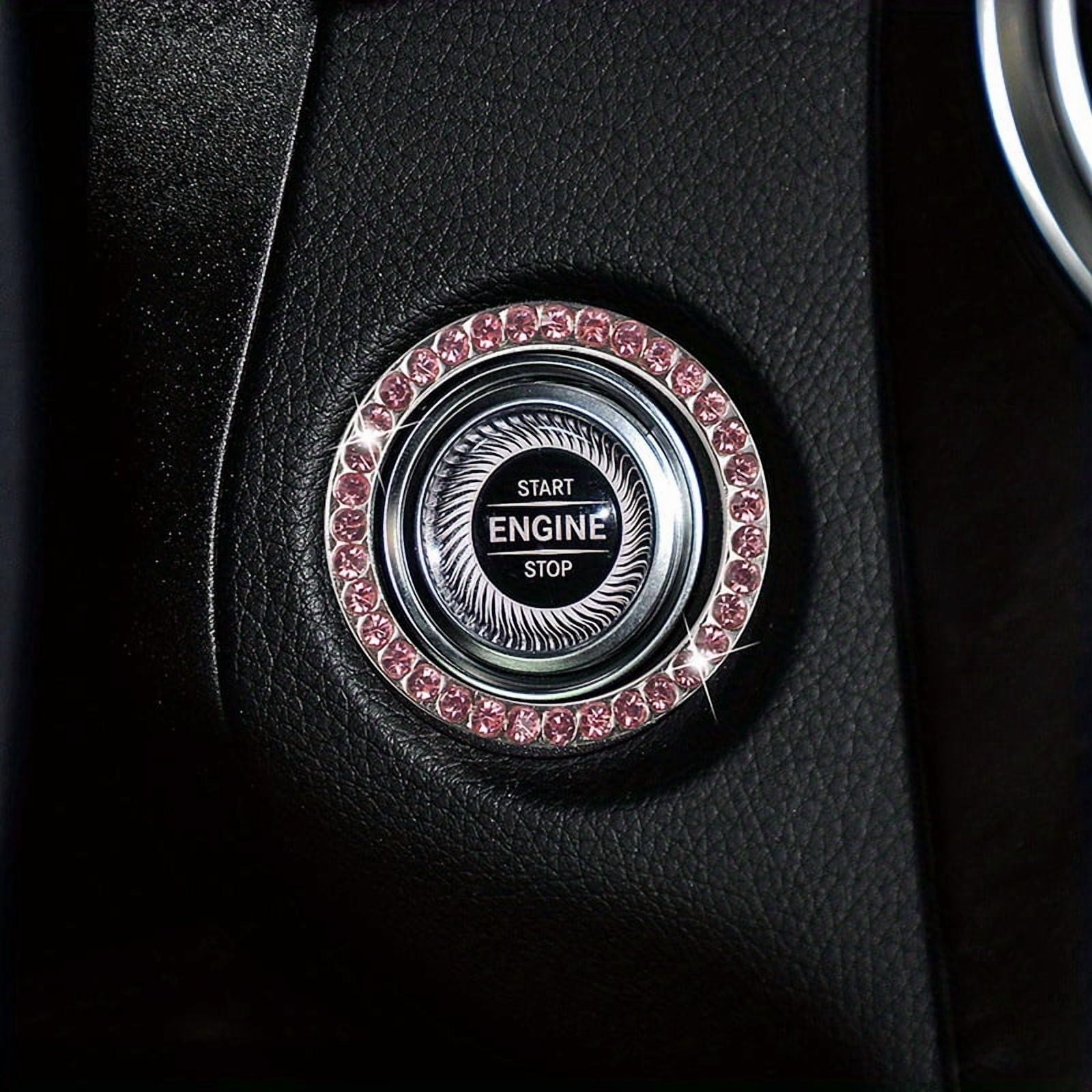 Chrome & Pink Crystal Car Engine Start Button Cover – Sparkling ...
