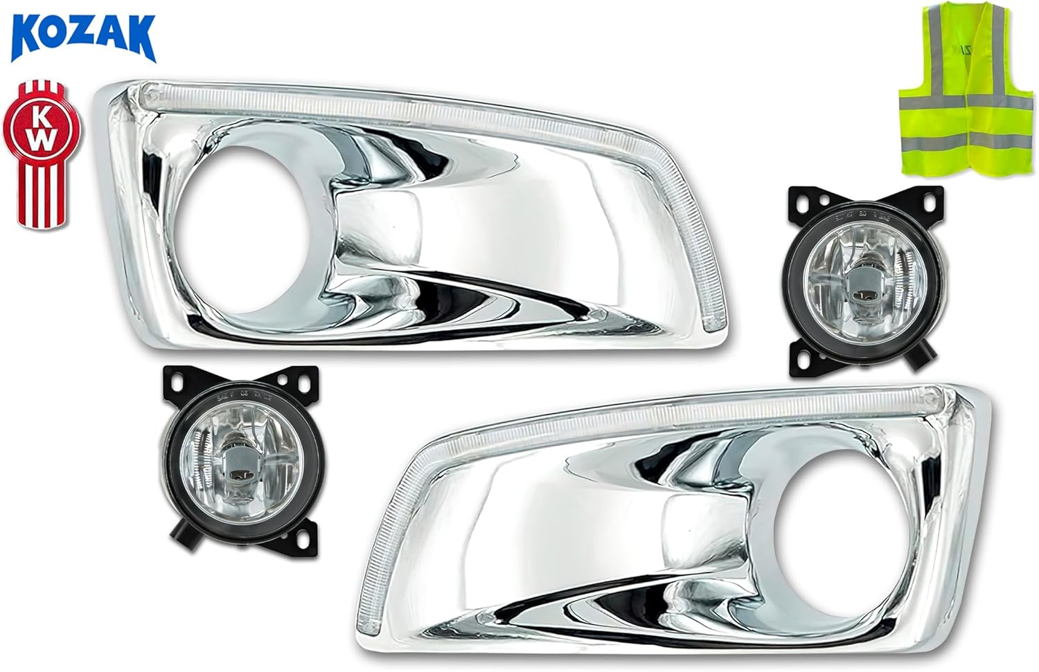 Chrome Plastic Fog Light/Lamp Bezels with Built-in LED Light Strip and ...