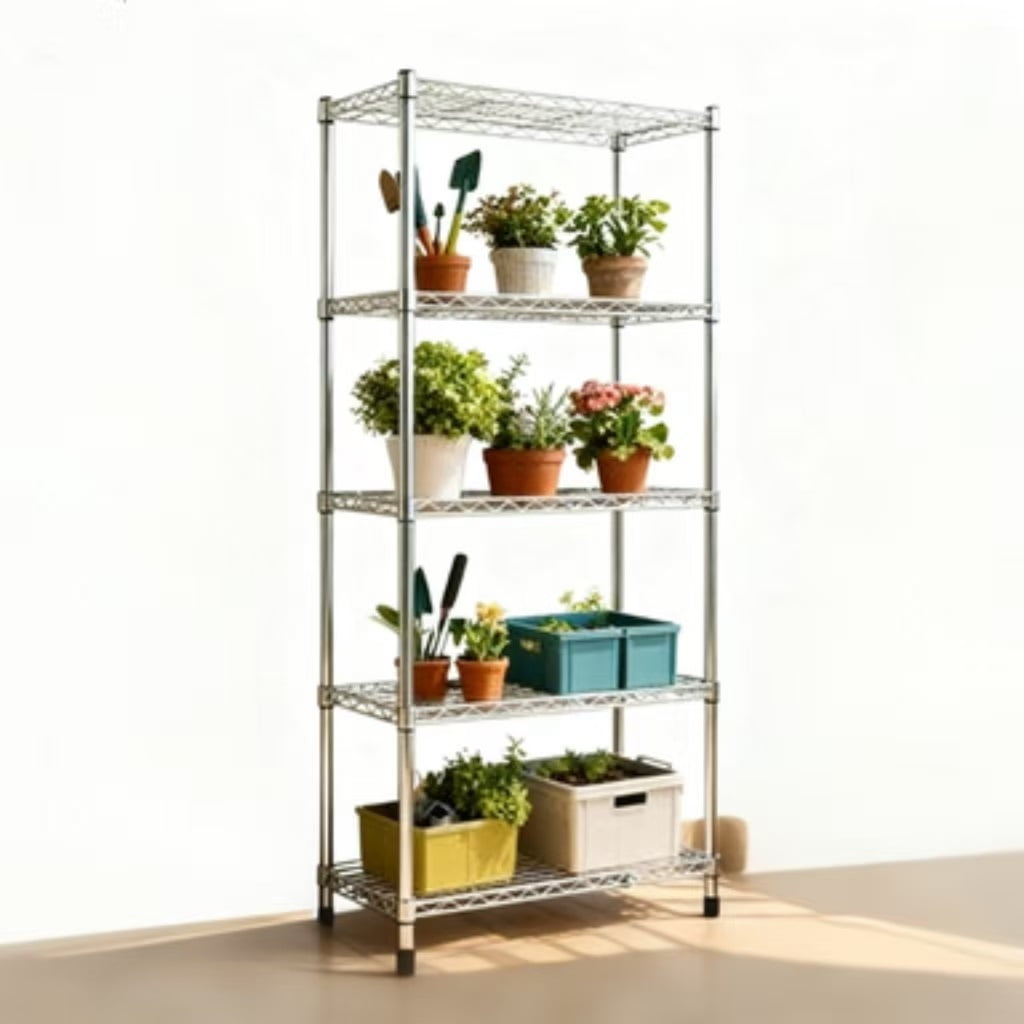 Chrome Plated 5-Layer Wire Shelving Unit, 180x90x35cm Storage Rack for ...