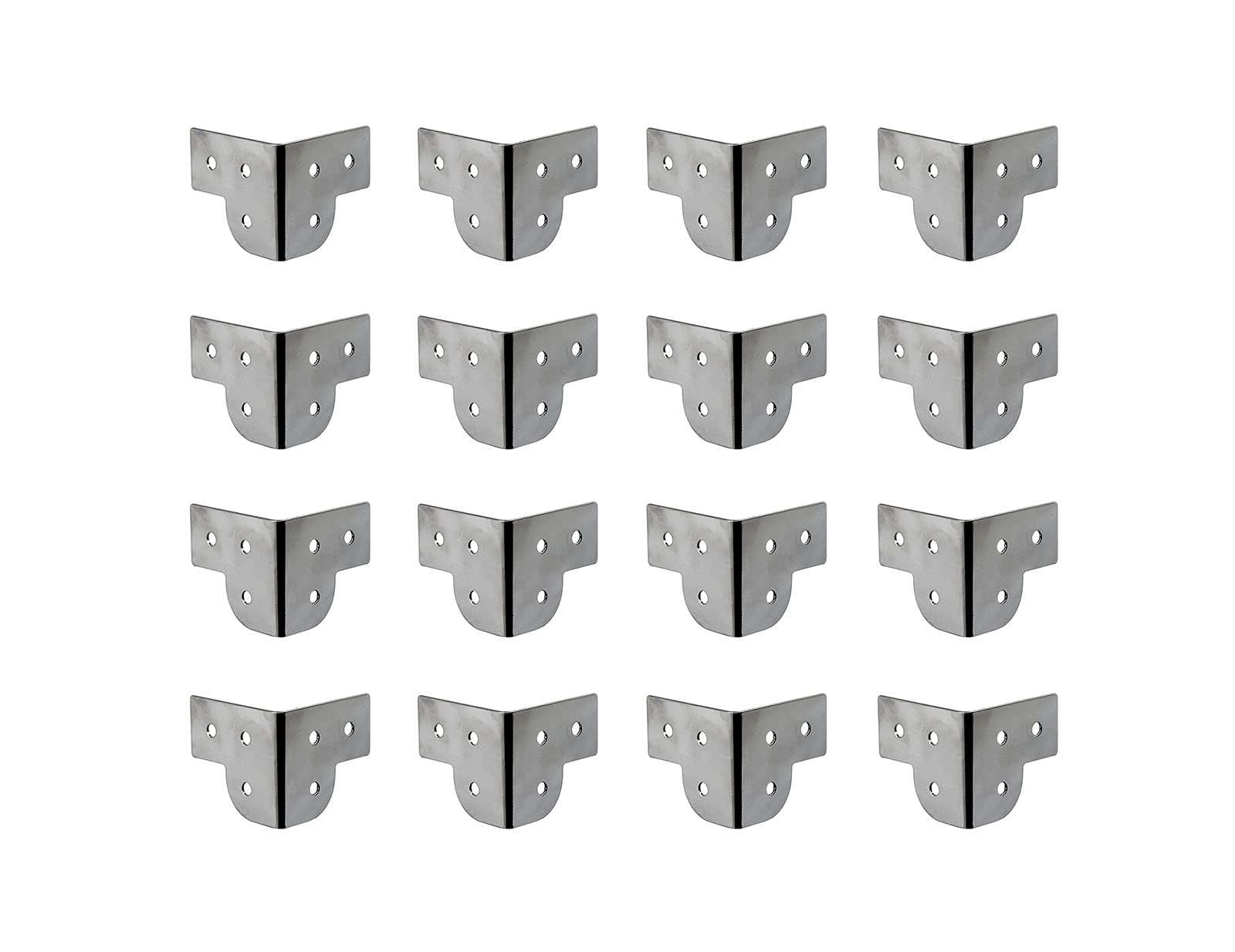 Chrome Plated Iron Corner Protectors, 50x50x45mm, Pack of 16, for Boxes ...