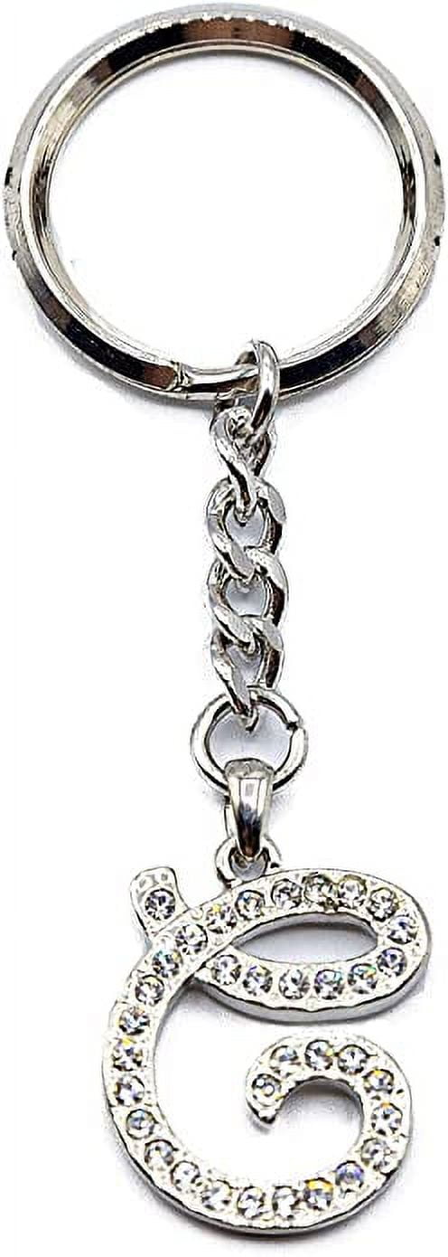 Chrome Plated Letter C Keychain Ring With Swarovski Crystals ...