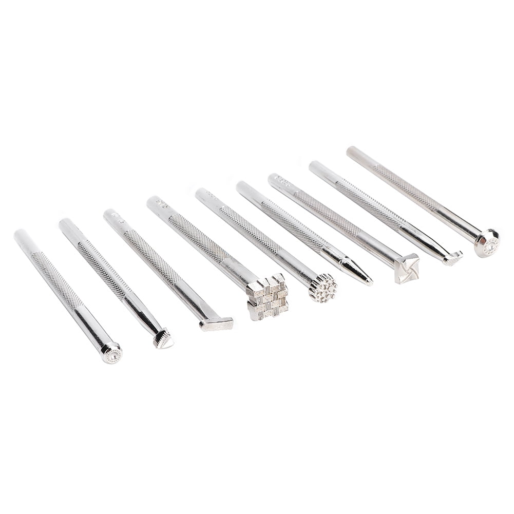 Leather Tooling Stamps Set, 9Pcs Solid Metal Stamping Tools For Leather ...