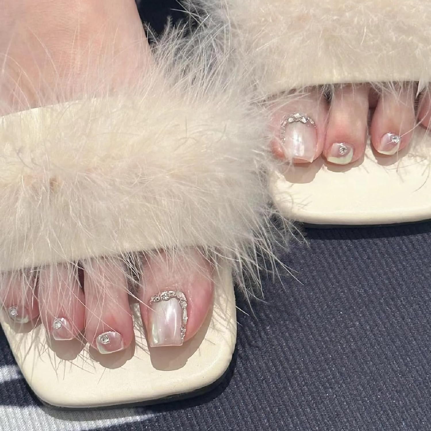Chrome Press on Toenails Glossy Fake Toe Nails Glue on Toenails ...