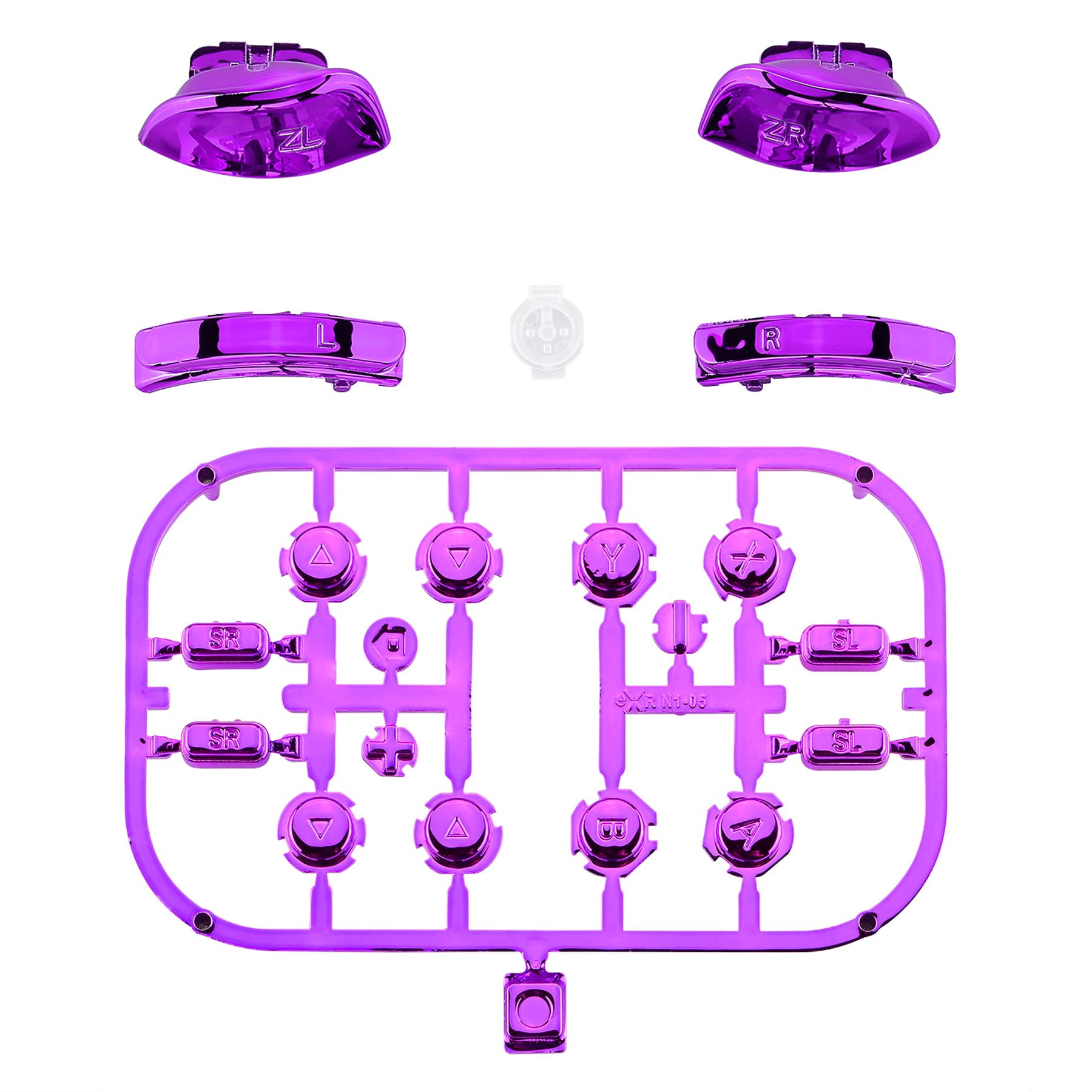 Chrome Purple ABXY Direction Keys SR SL L R ZR ZL Buttons w/Tools for ...