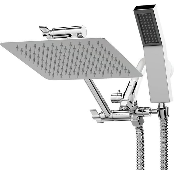 Chrome Ralnfall Shower Head Combo 8" Rain Shower Head With Handheld ...