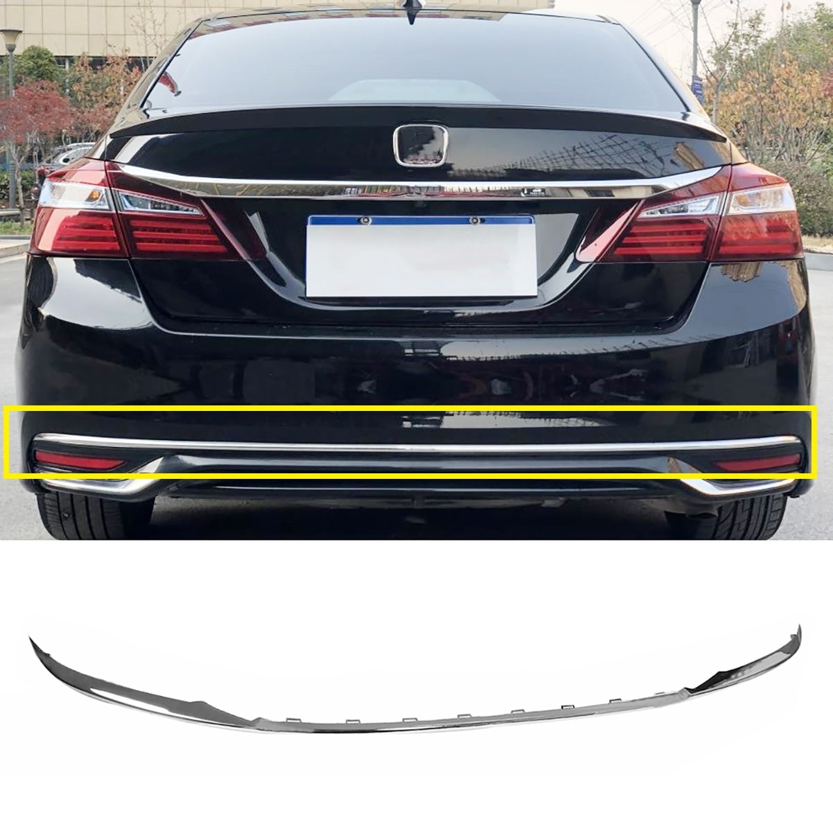 2016-2017 Honda Accord Chrome Rear Bumper Trim, Durable Plastic ...
