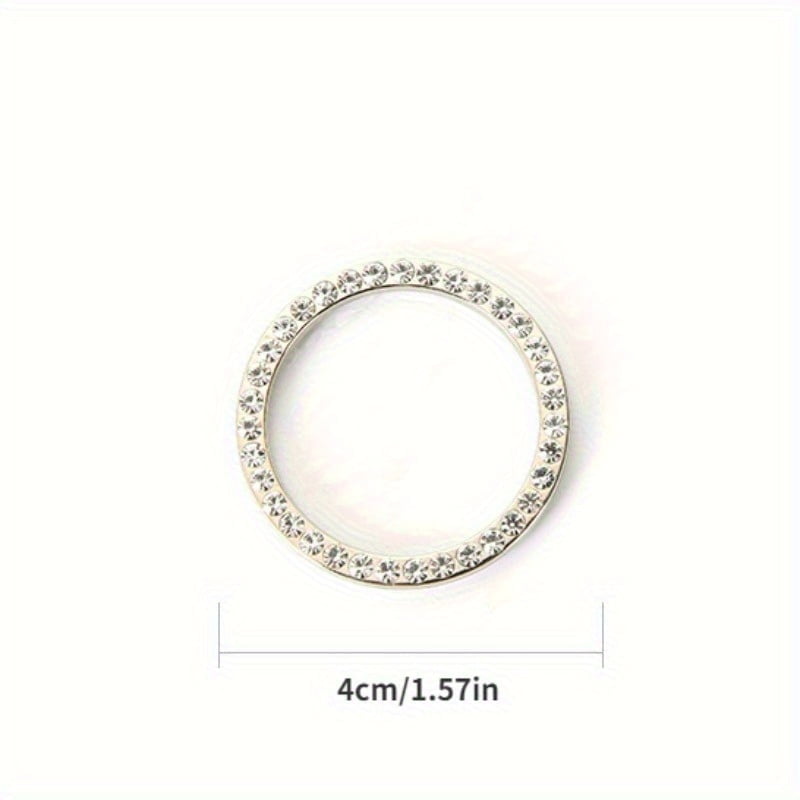 Chrome Rhinestone Car Ignition Ring – Self-Adhesive Crystal Push Start ...