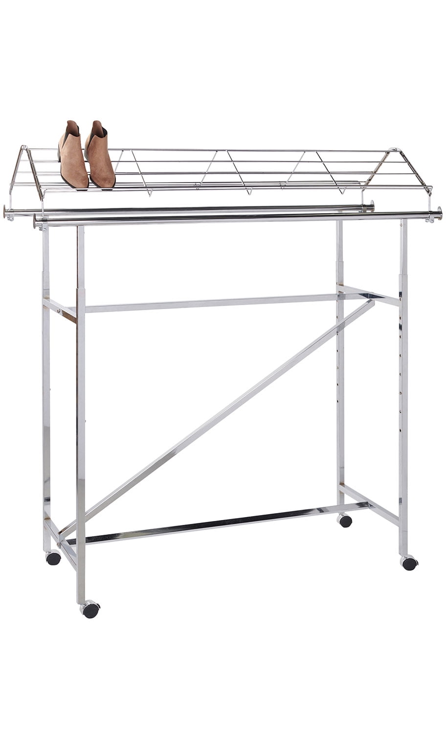 SSWBasics Chrome Shoe Topper for Double-Rail Clothing Rack - 57 2/5”W x ...