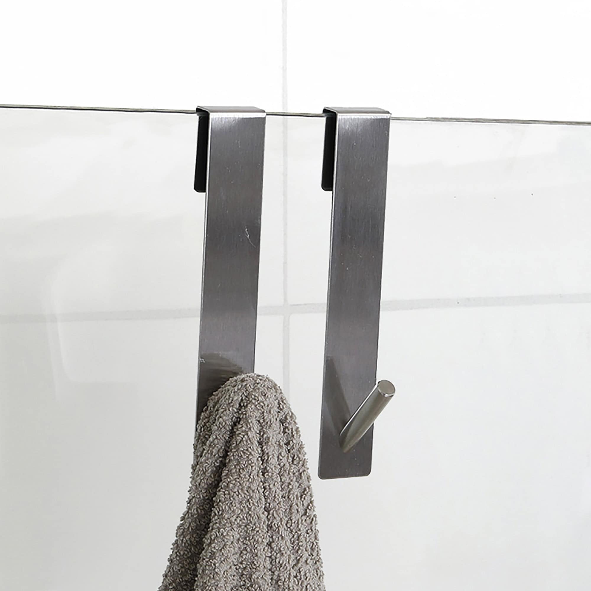Chrome Shower Door Hooks - Pack of 2 - Durable, Easy to Install ...