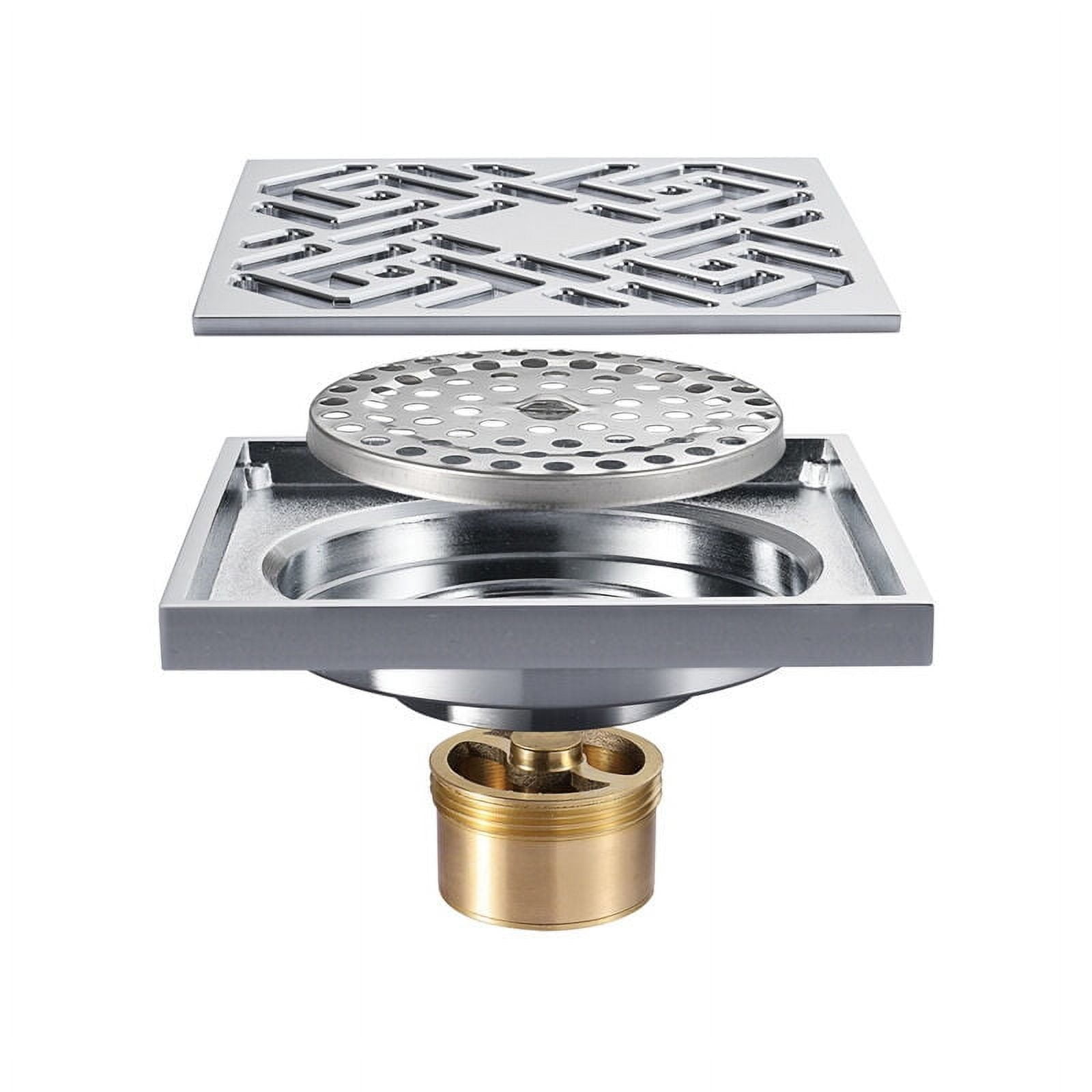 Chrome Shower Drain Square Brass Floor Drain 4 Inch Shower Floor Drain ...