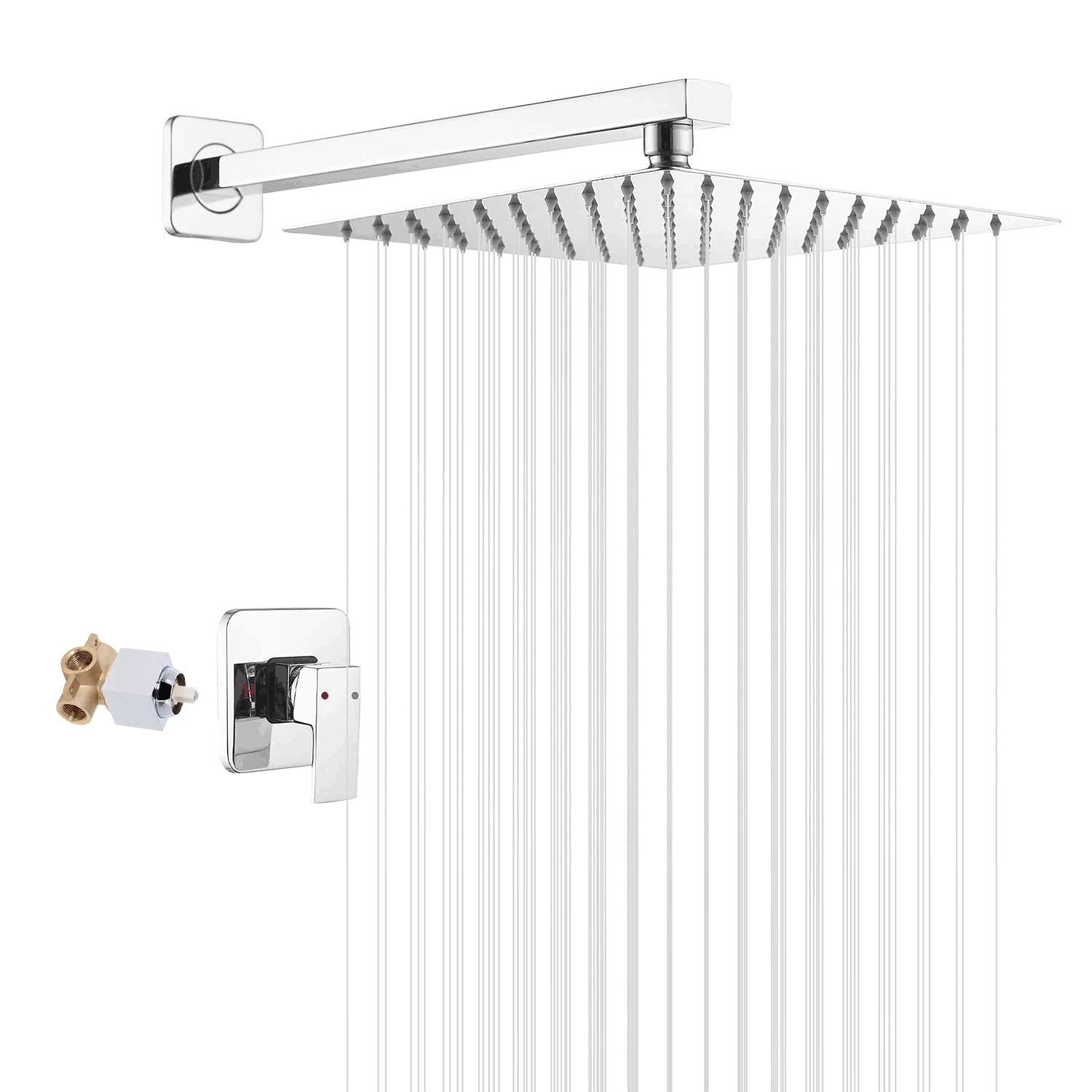 Chrome Shower Faucet GGStudy Single Function Shower Trim Kit with Rough ...