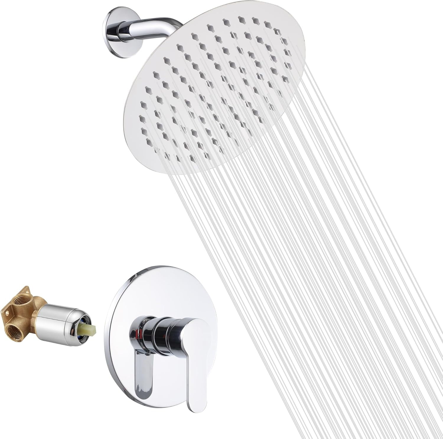 Chrome Shower Faucet Single Function Shower Trim Kit with Rough-in ...