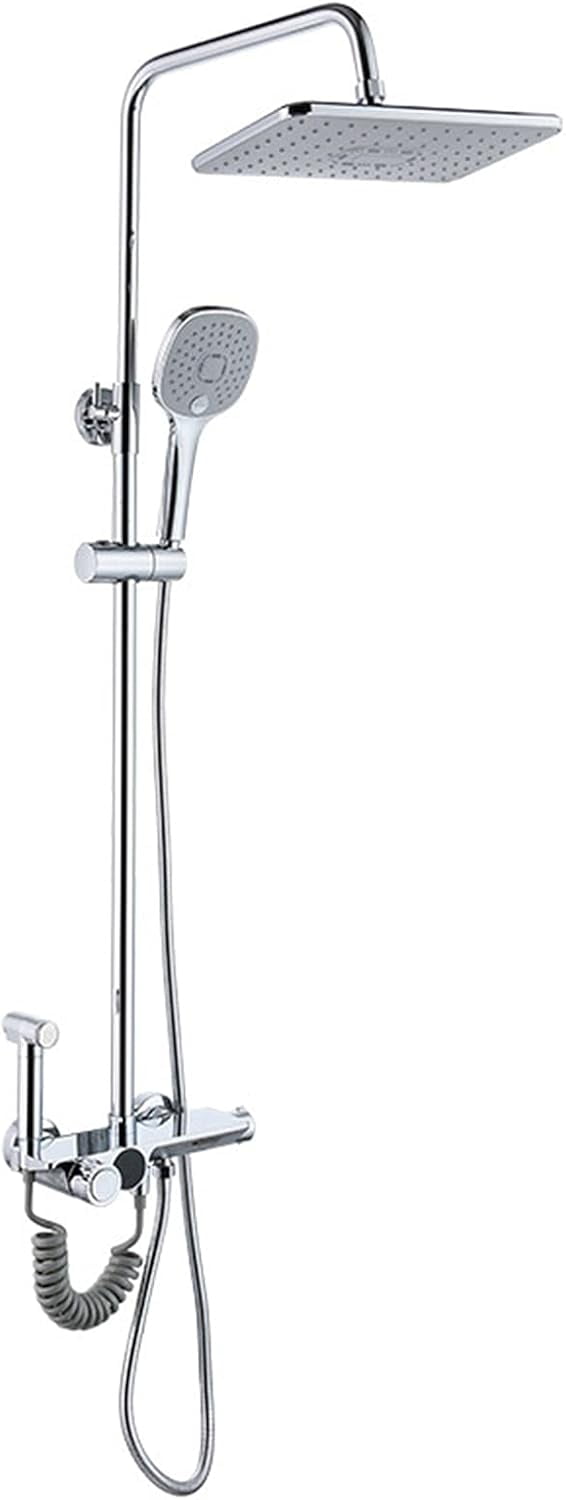 Chrome Shower System Luxury Shower Faucet Kit Sinlge Handle Exposed Shower Set with 3 Functions ...