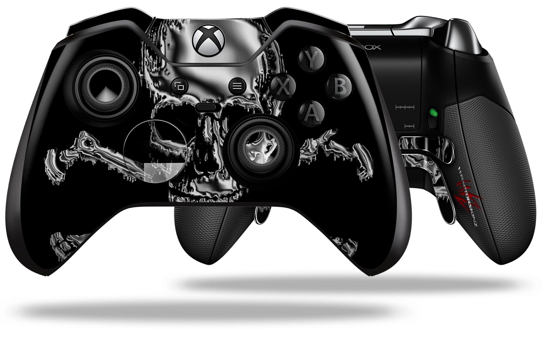Chrome Skull on Black - Decal Style Skin fits Microsoft XBOX One ELITE ...