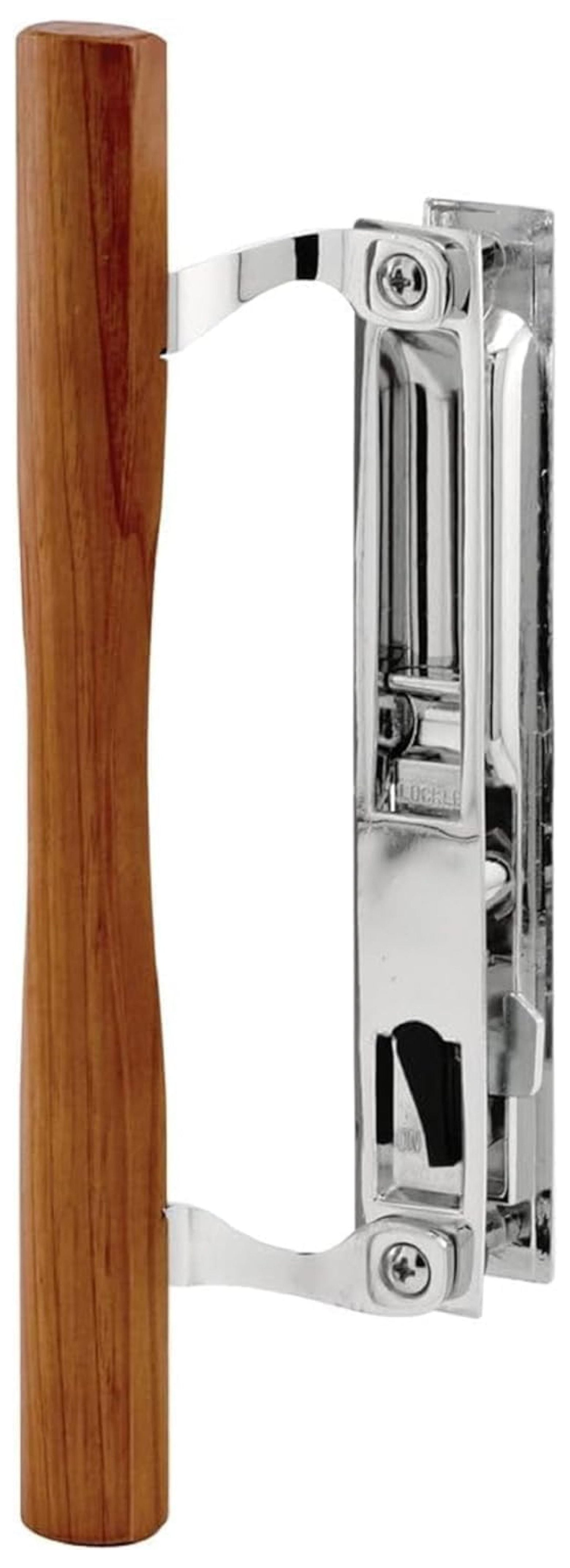 Chrome Sliding Door Handle Set with Wood Pull Handle | Flush Mount, Non ...