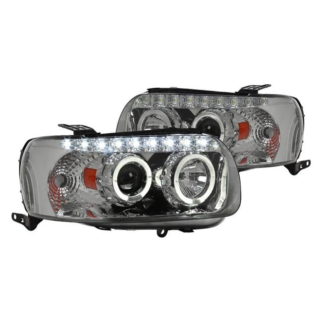 Chrome & Smoke Dual Halo Projector Headlights with LED DRL for 2005 ...