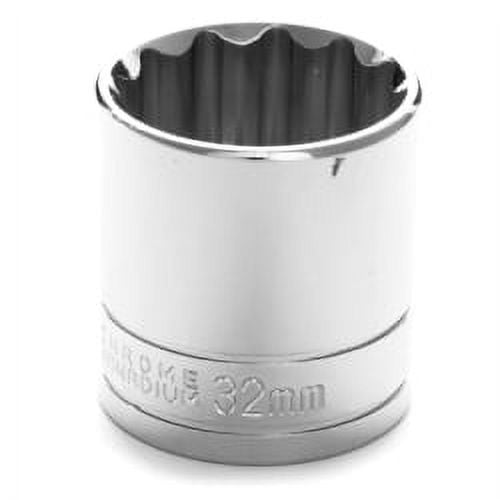Chrome Socket, 1/2"" Drive, 32mm, 12 Point, Shallow - Walmart Business ...