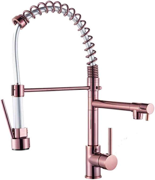 Chrome Spring Pull Down Kitchen Sink Faucet, Cold & Hot Water Mixer Tap ...