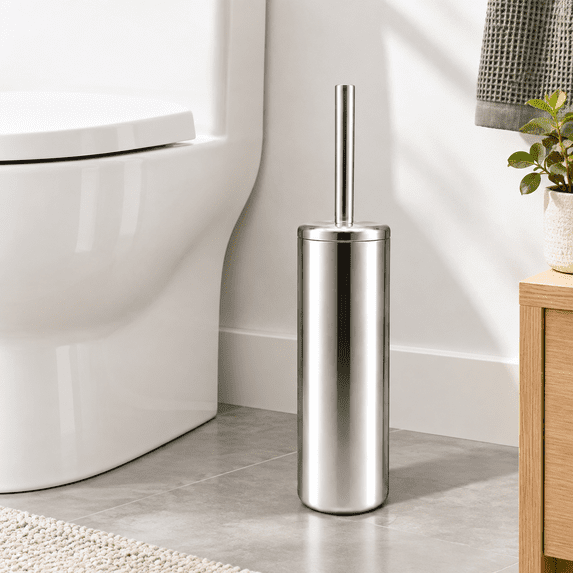 Chrome Stainless Steel Toilet Brush And Holder Set With Extended Handle ...