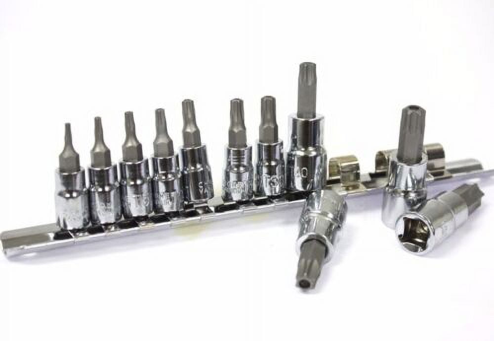 Chrome Star Torx Bit Sockets Tamper Proof Security Bits 1/4" & 3/8" Dr ...