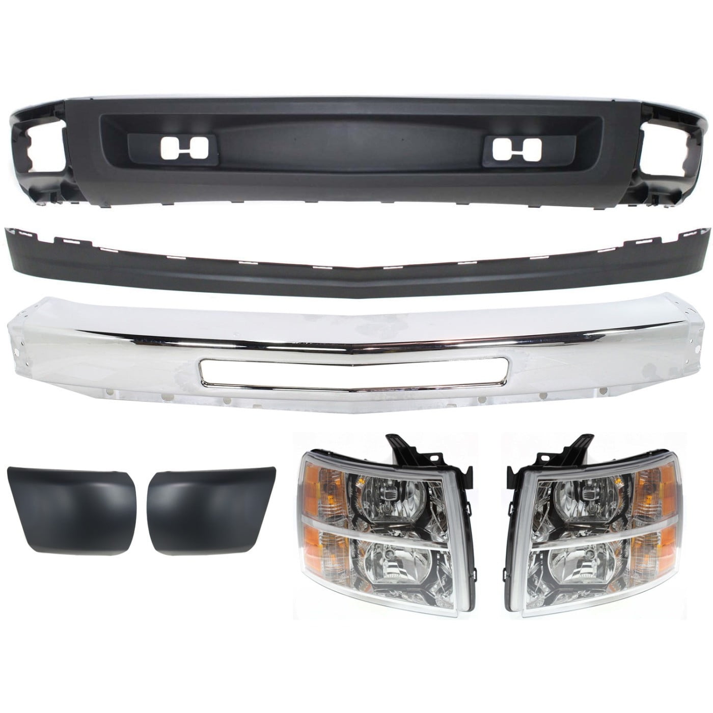 Chrome Steel Bumper Kit for 2009-2013 for Silverado 1500 Front - 1-Year ...