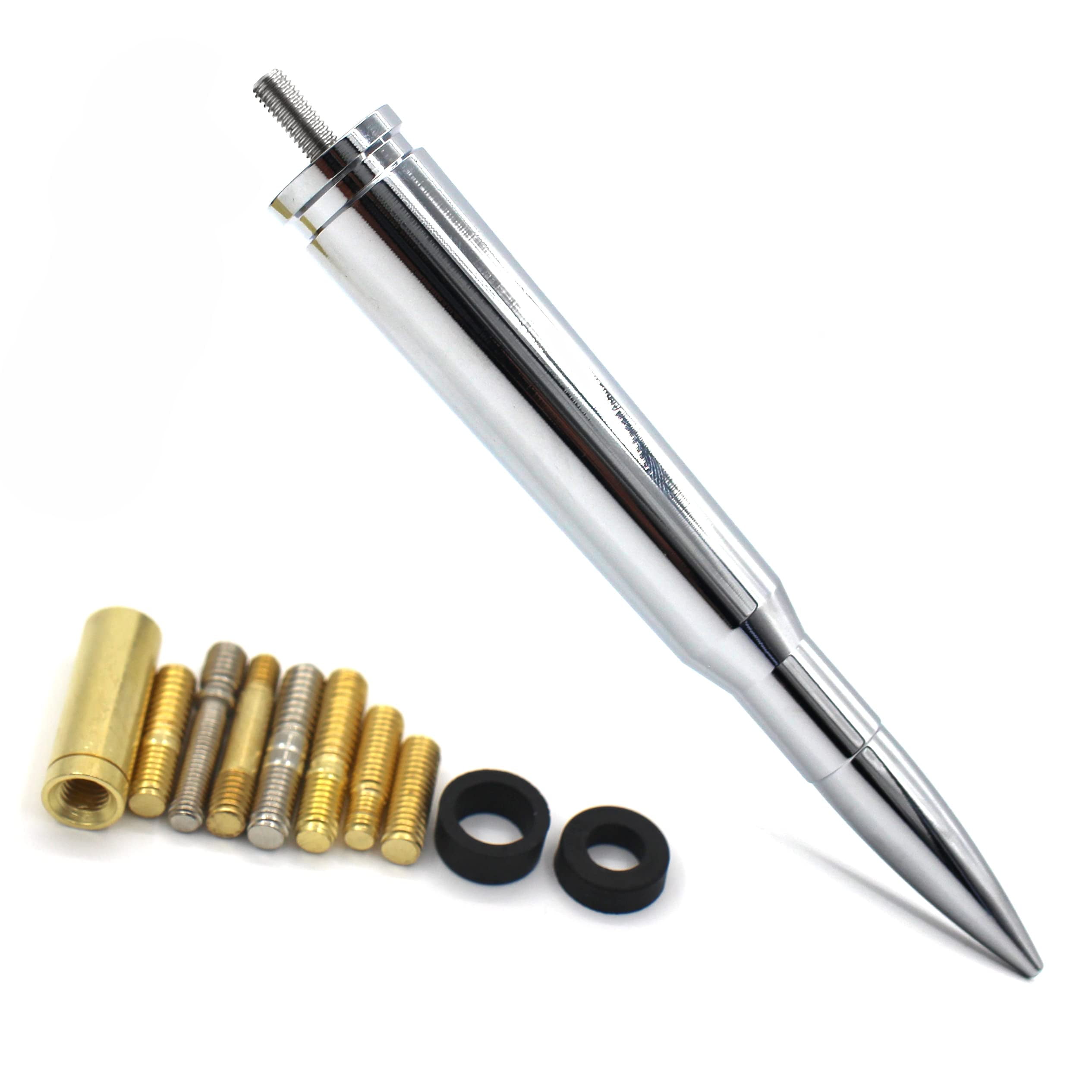 Chrome Stubby Antenna mast 50 Cal Fit for car Track Antenna Delete Replacement, Ford F150 F250 ...