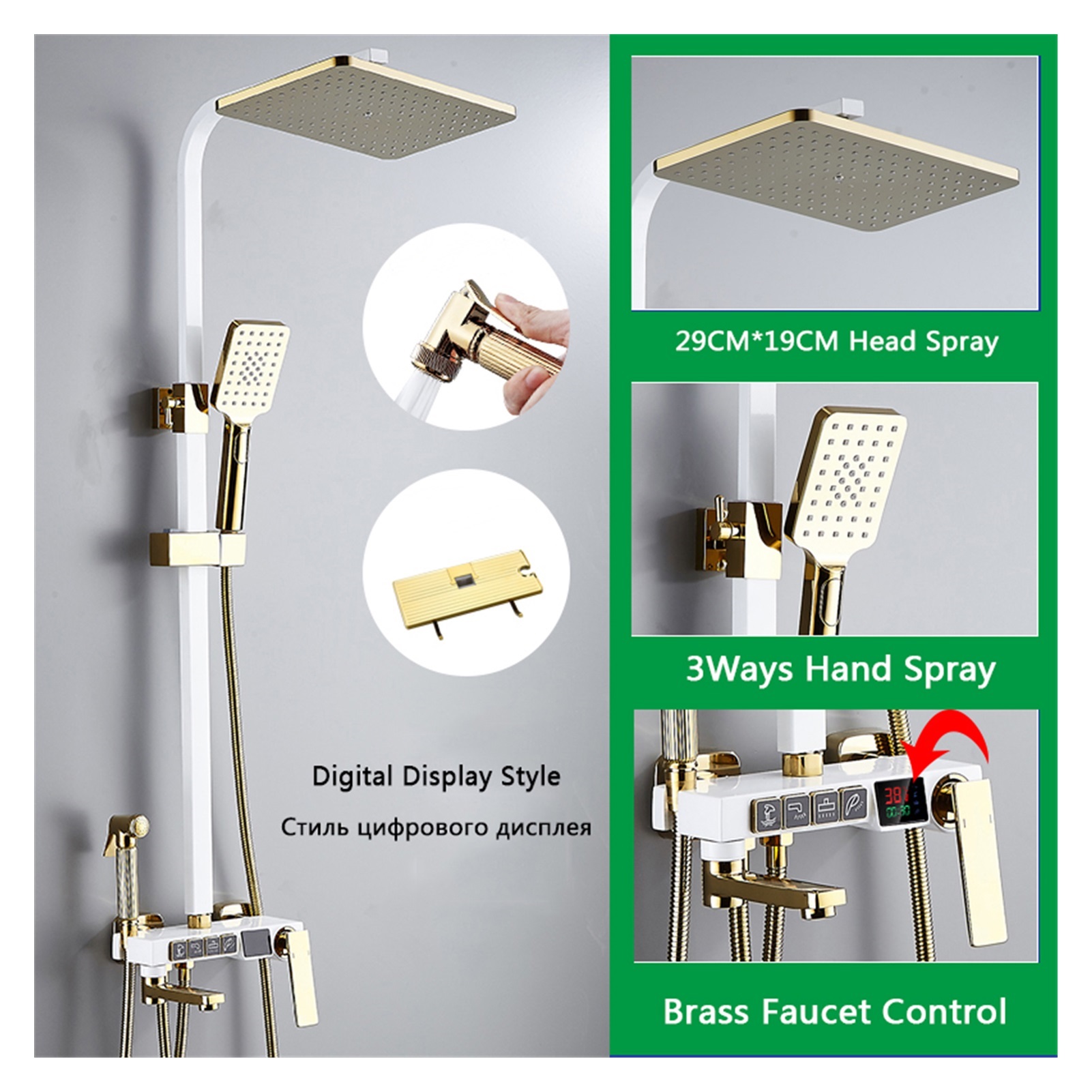 Chrome Thermostatic Digital Shower Faucet Bathroom Shower Faucet Rain ...